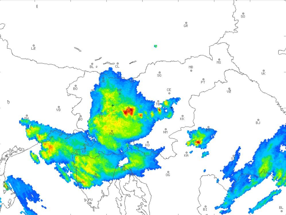 Radarska slika padavin: spremljajte, ali kje nastajajo nevihte