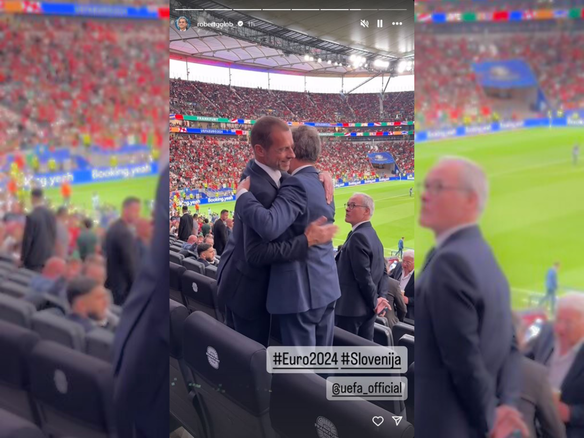 Na tekmi v Frankfurtu tudi premier Robert Golob (VIDEO)