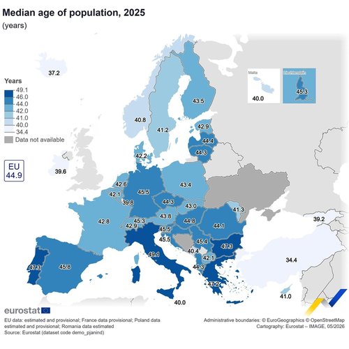 Kateri narod v Evropi se najhitreje stara? Objavili zemljevid držav